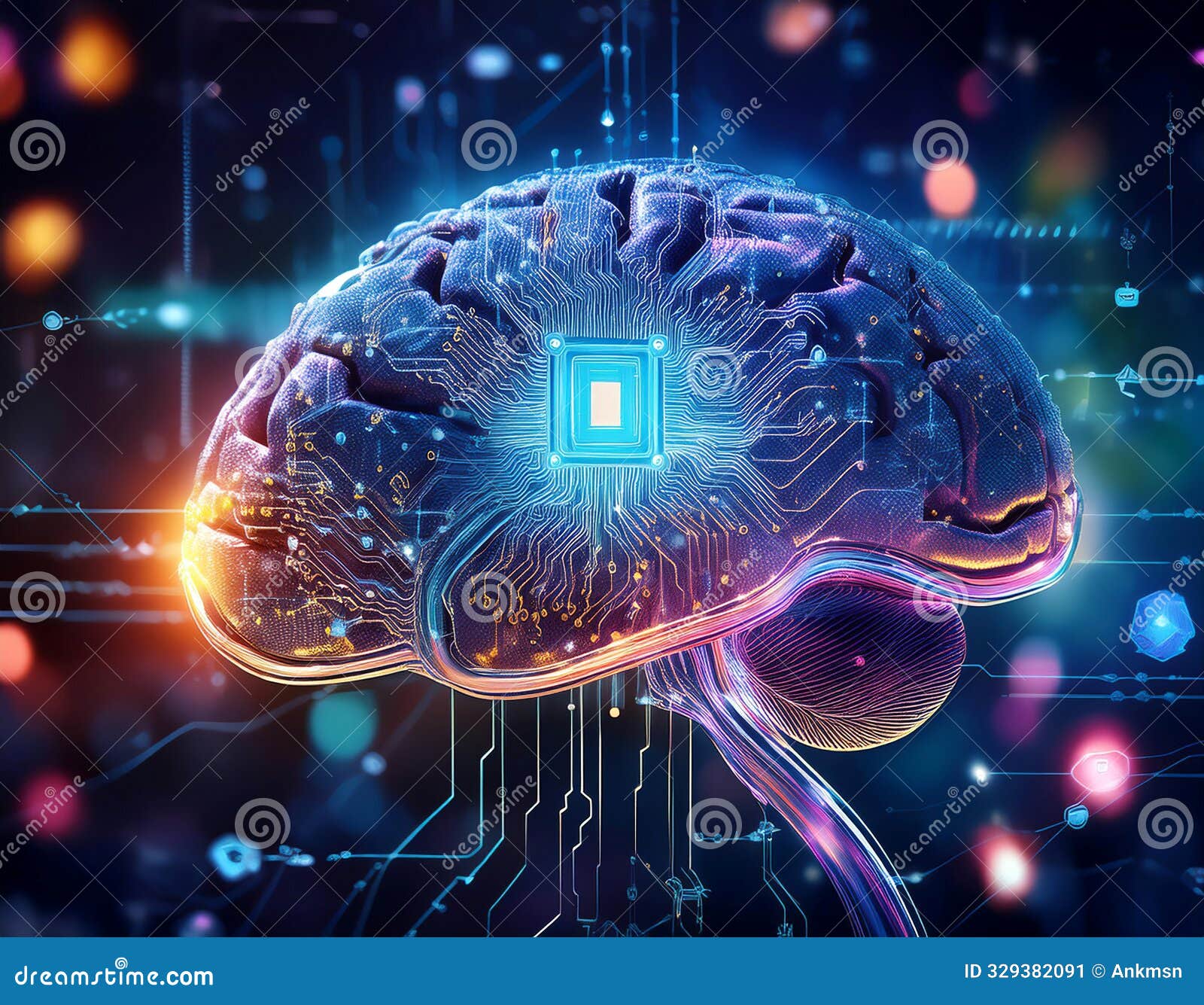 Intelligence Featuring Elements Like Brain Imagery, Analytical Symbols ...