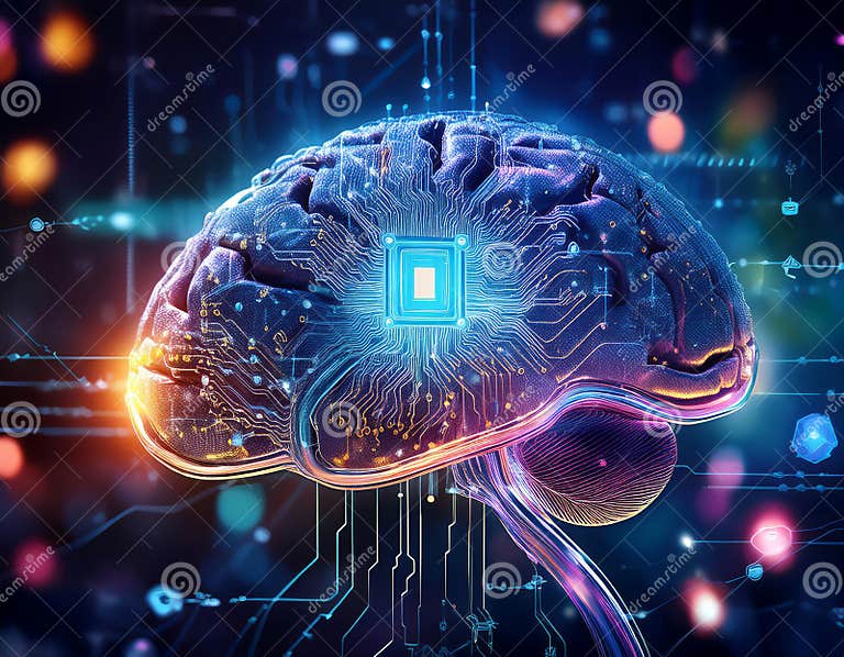 Intelligence Featuring Elements Like Brain Imagery, Analytical Symbols ...