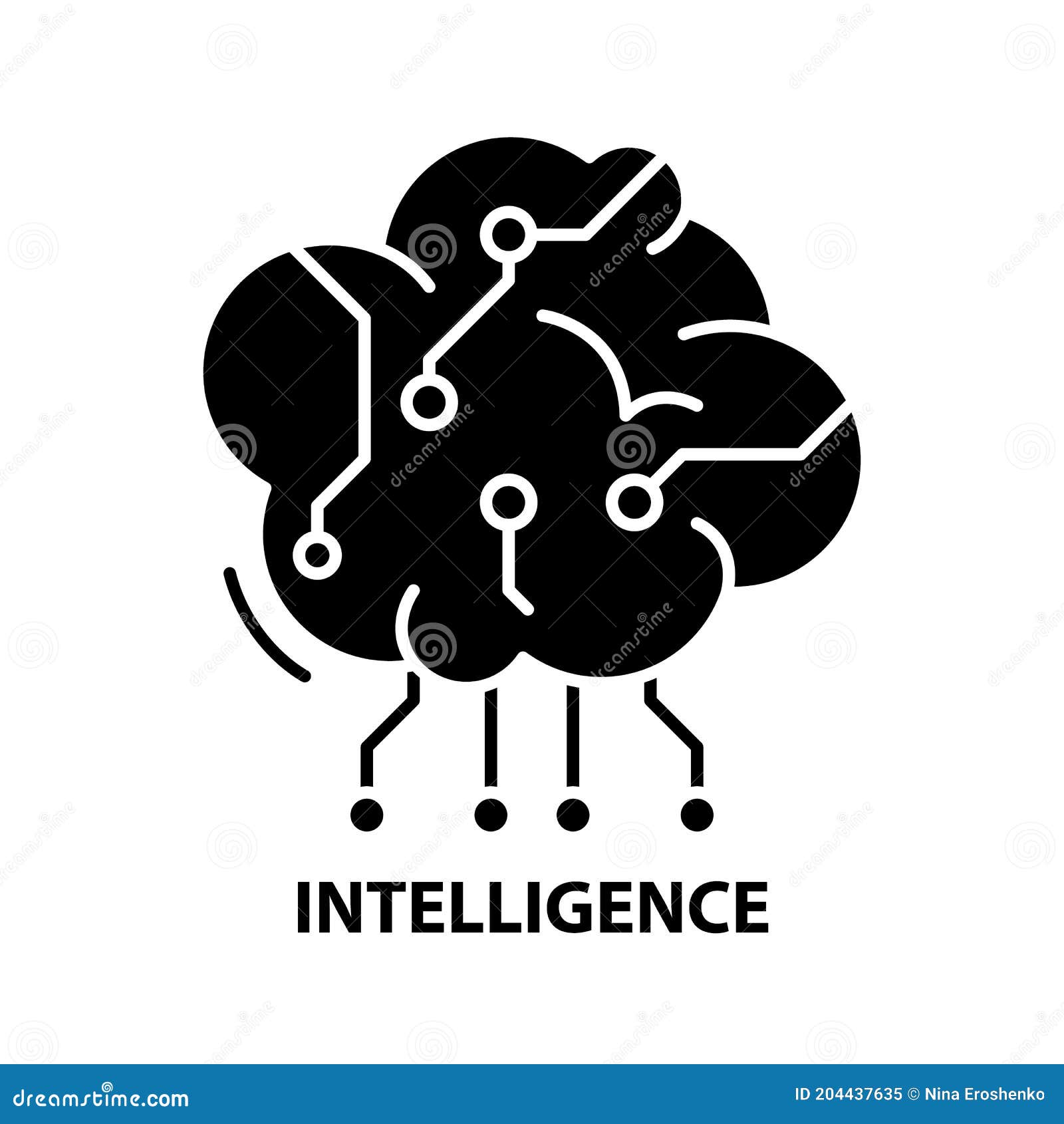 Intelligence Icon, Black Vector Sign with Editable Strokes, Concept ...