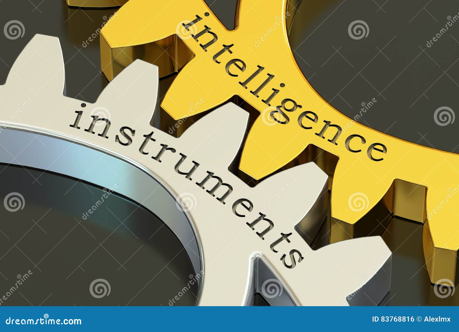 Intelligence Instruments Concept on the Gearwheels, 3D Rendering Stock ...