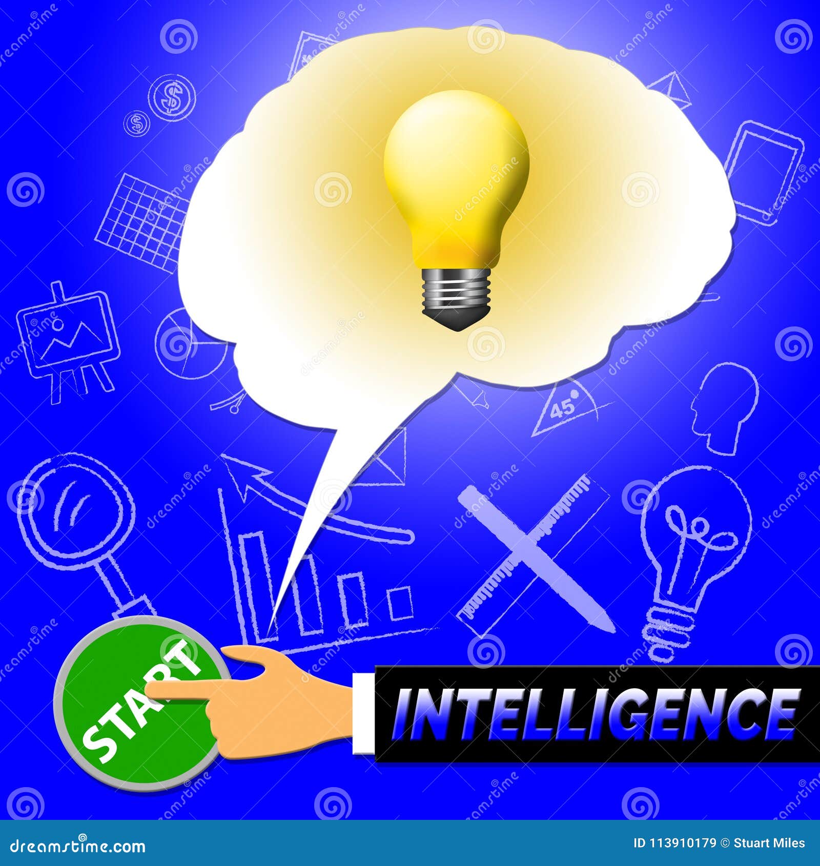 Intelligence Light Represents Intellectual Capacity 3d Illustration ...