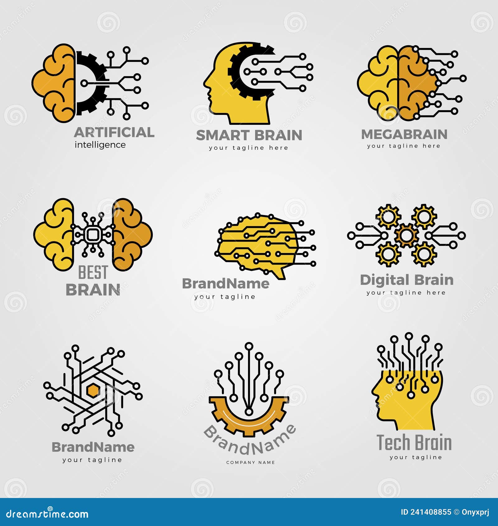 Intelligence Logo. Brain and Smart Technologies Symbols Structural ...