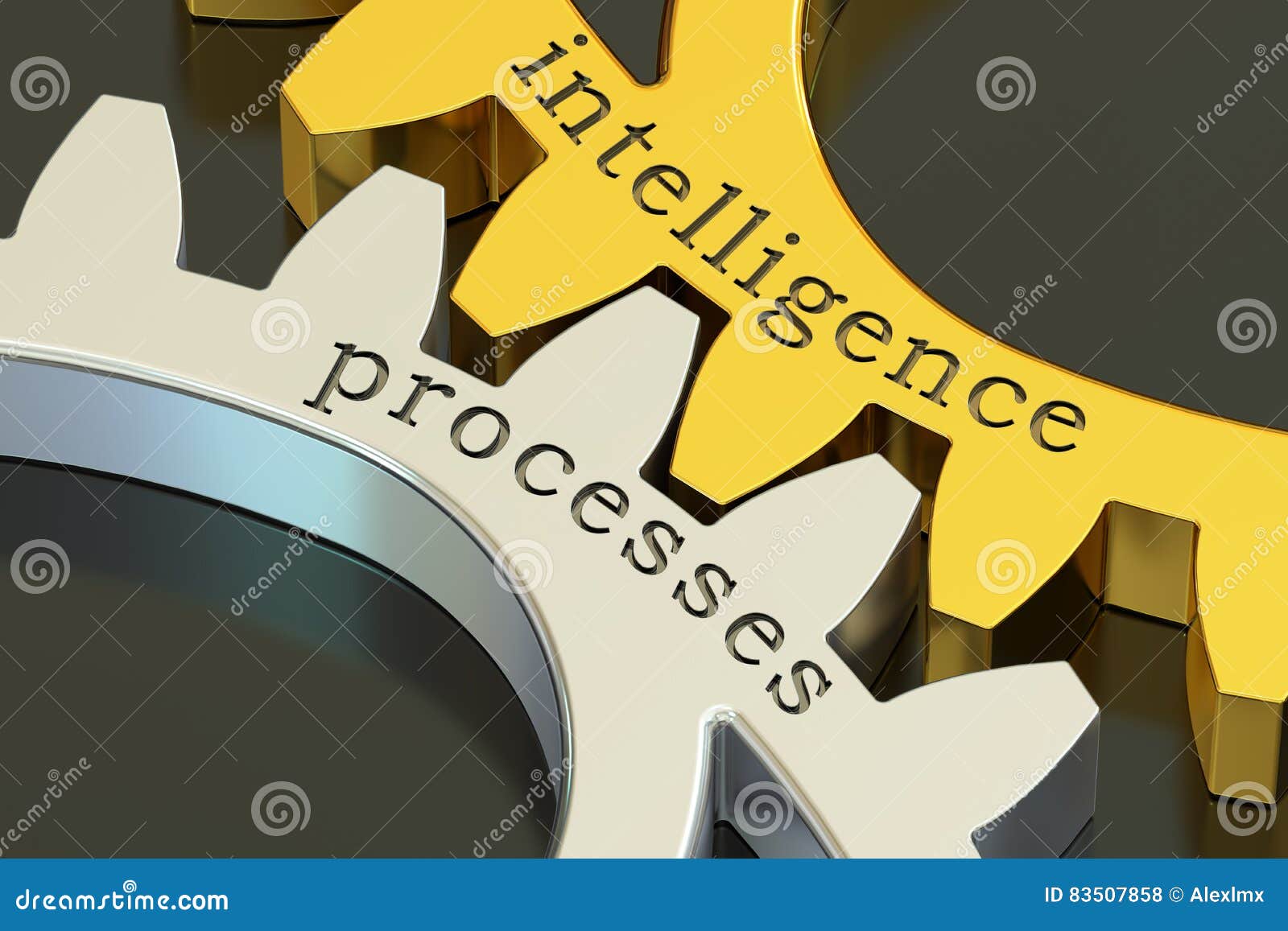Intelligence Processes Concept on the Gearwheels, 3D Rendering Stock ...
