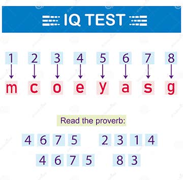 Intelligence Puzzle, Visual Intelligence. IQ Test. Read the Proverb ...