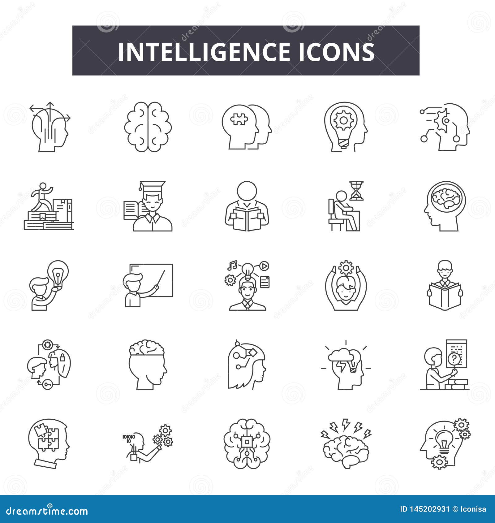 Intelligence System Line Icons, Signs, Vector Set, Outline Illustration ... Intelligence System Line Icons, Signs, Vector Set, Outline Illustration ...