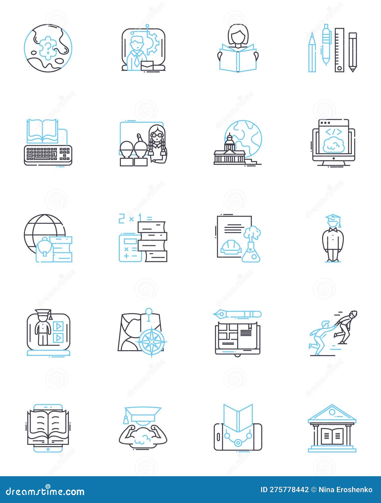 Intelligent Academy Linear Icons Set. Education, Learning, Intelligence ...