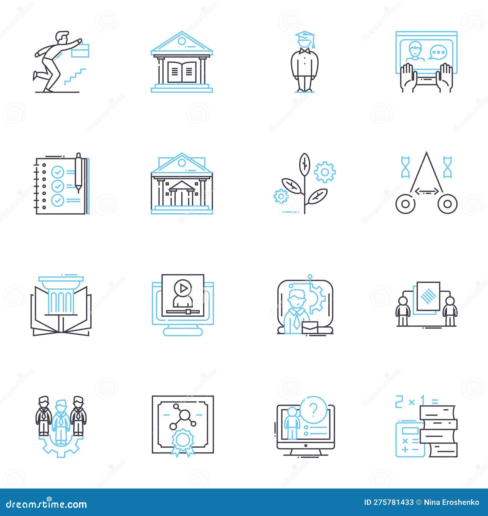 Intelligent Academy Linear Icons Set. Education, Learning, Intelligence ...