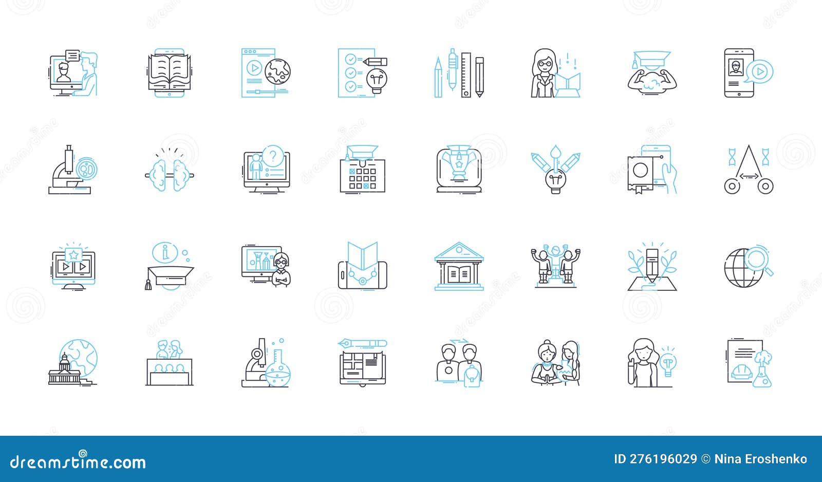 Intelligent Academy Linear Icons Set. Education, Learning, Intelligence ...