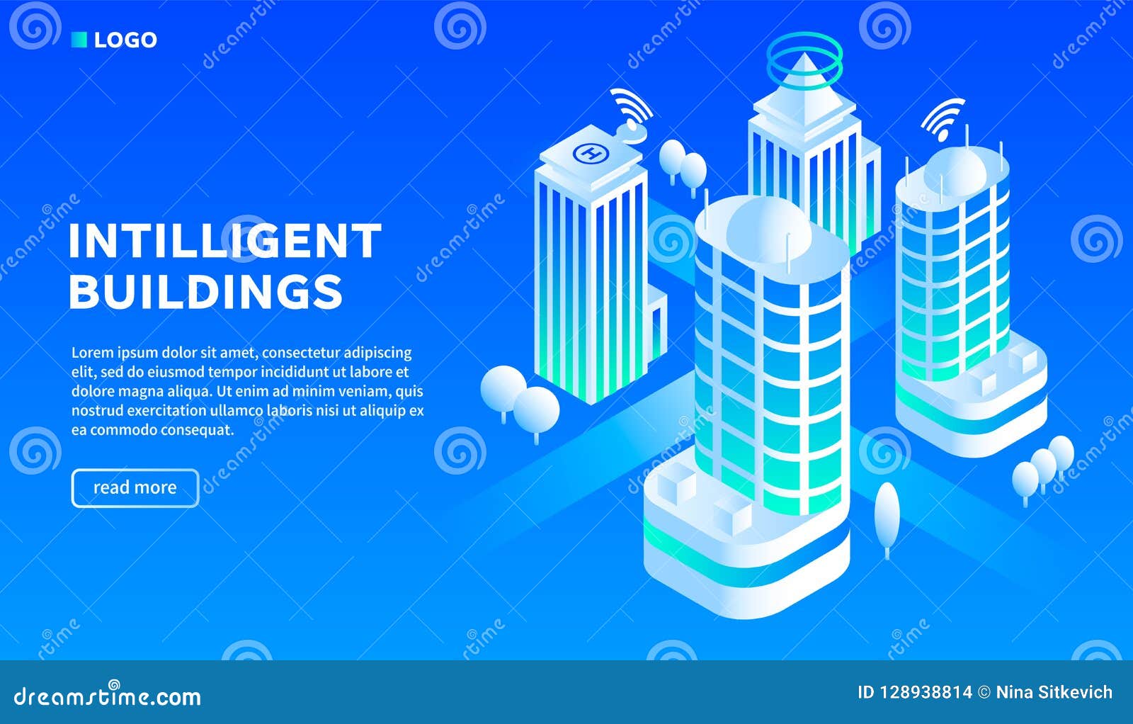 Intelligent Building Concept Background, Isometric Style Stock Vector ...