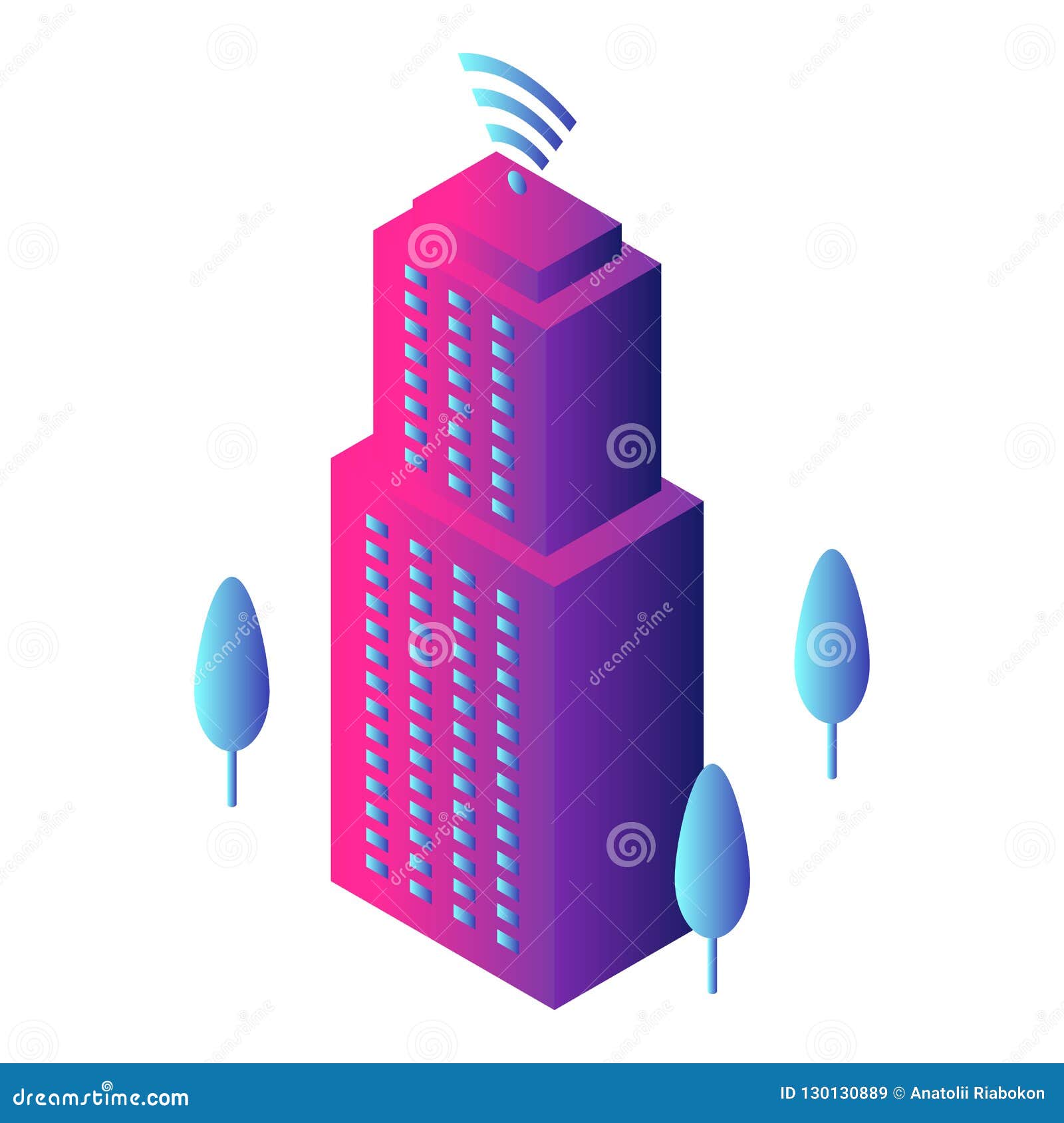 Intelligent Building Icon, Isometric Style Stock Vector - Illustration ...