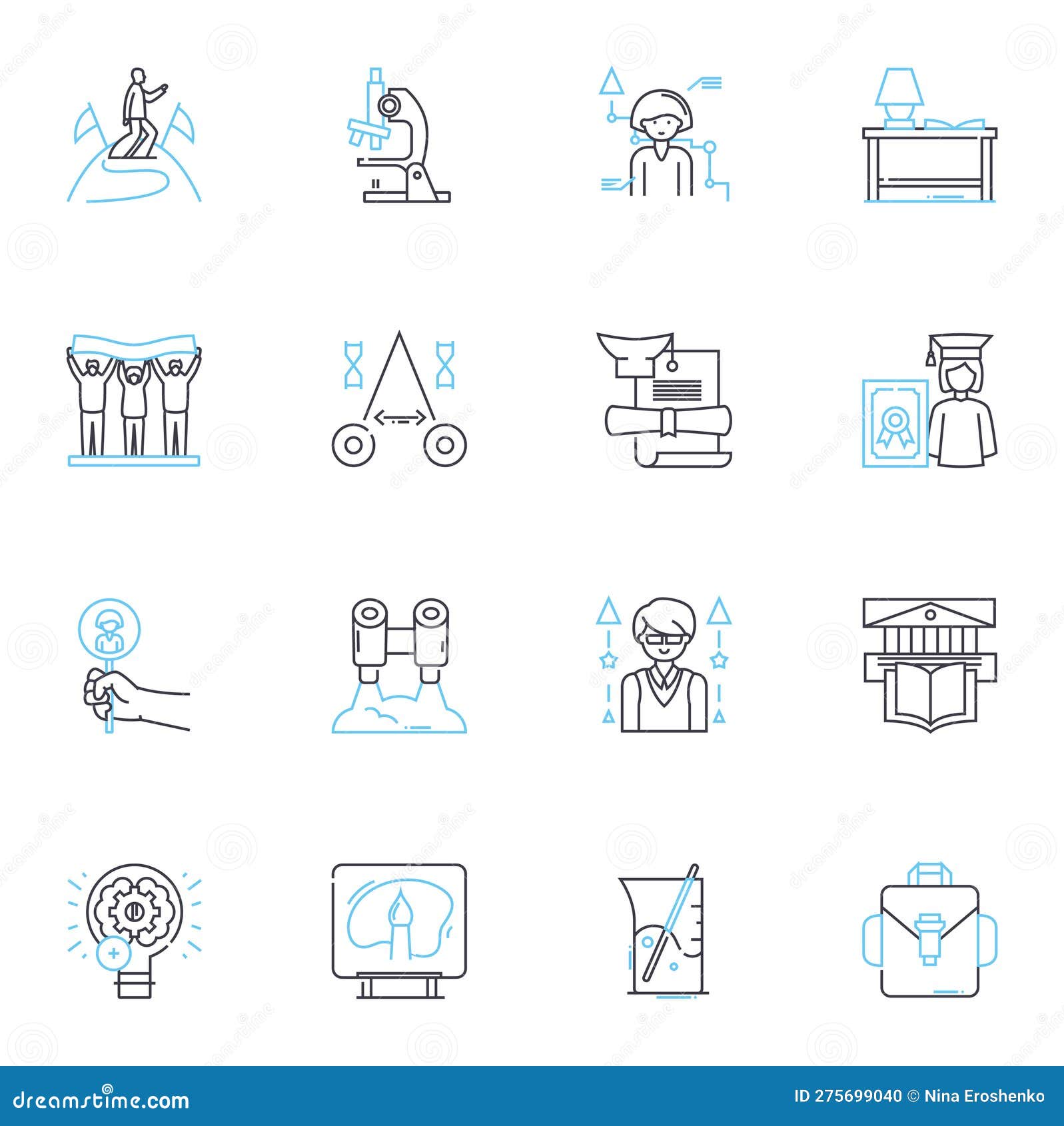 Intelligent College Linear Icons Set. Knowledgeable, Innovative ...