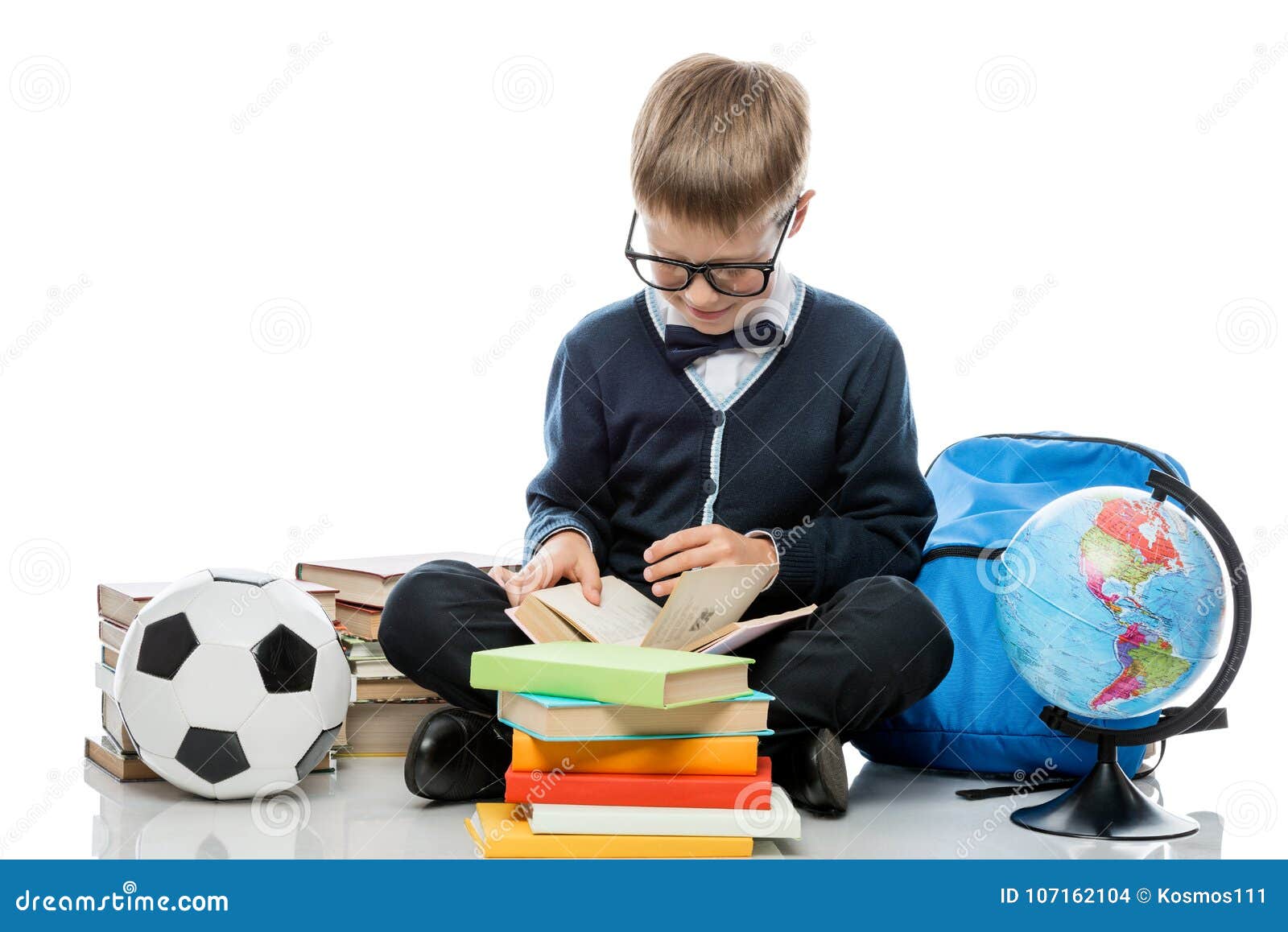 Intelligent Elementary School Student with Books Stock Photo - Image of ...