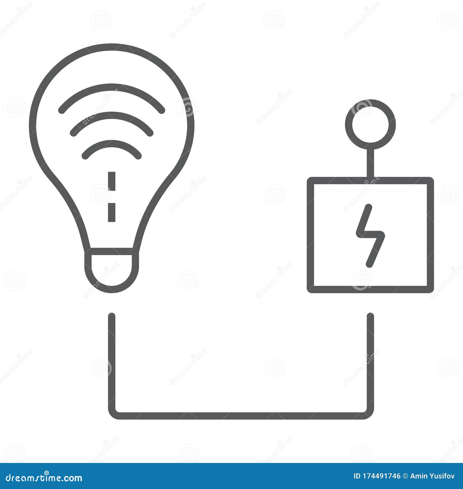 Intelligent Energy Control Thin Line Icon, Technology and Solar, Light ...