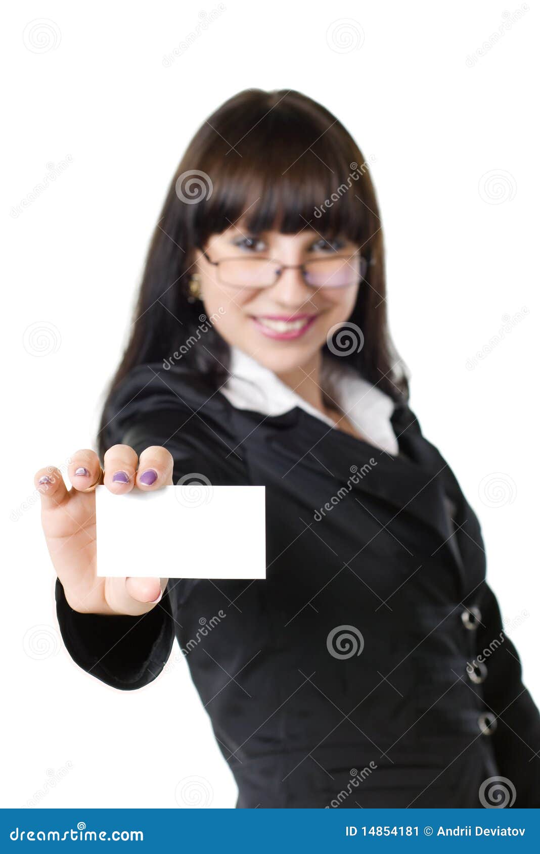 Intelligent Girl with a Card Stock Image - Image of isolated, front ...