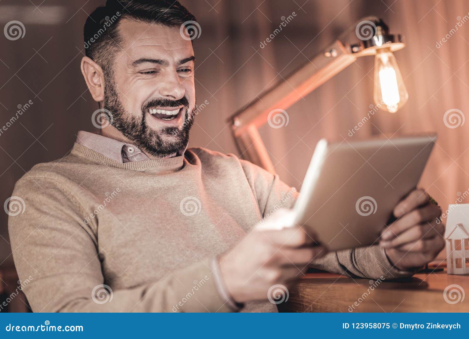 Intelligent Handsome Man Looking at the Screen Stock Image - Image of ...