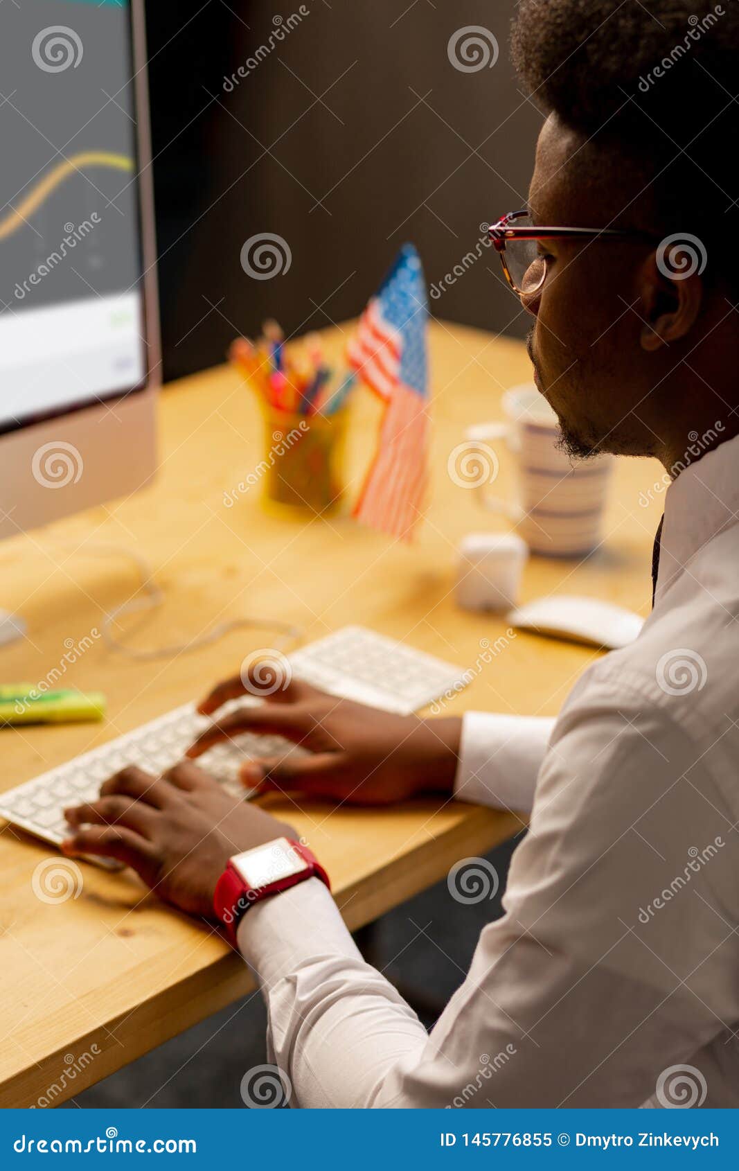 Intelligent Hard Working Man Typing Text on the Computer Stock Image ...