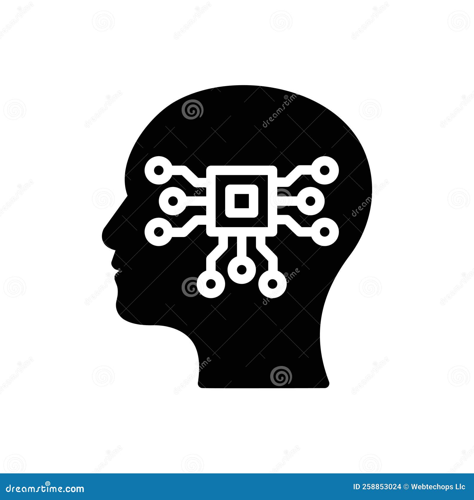 Black Solid Icon for Intelligent, Artificial and Brain Stock Vector ...