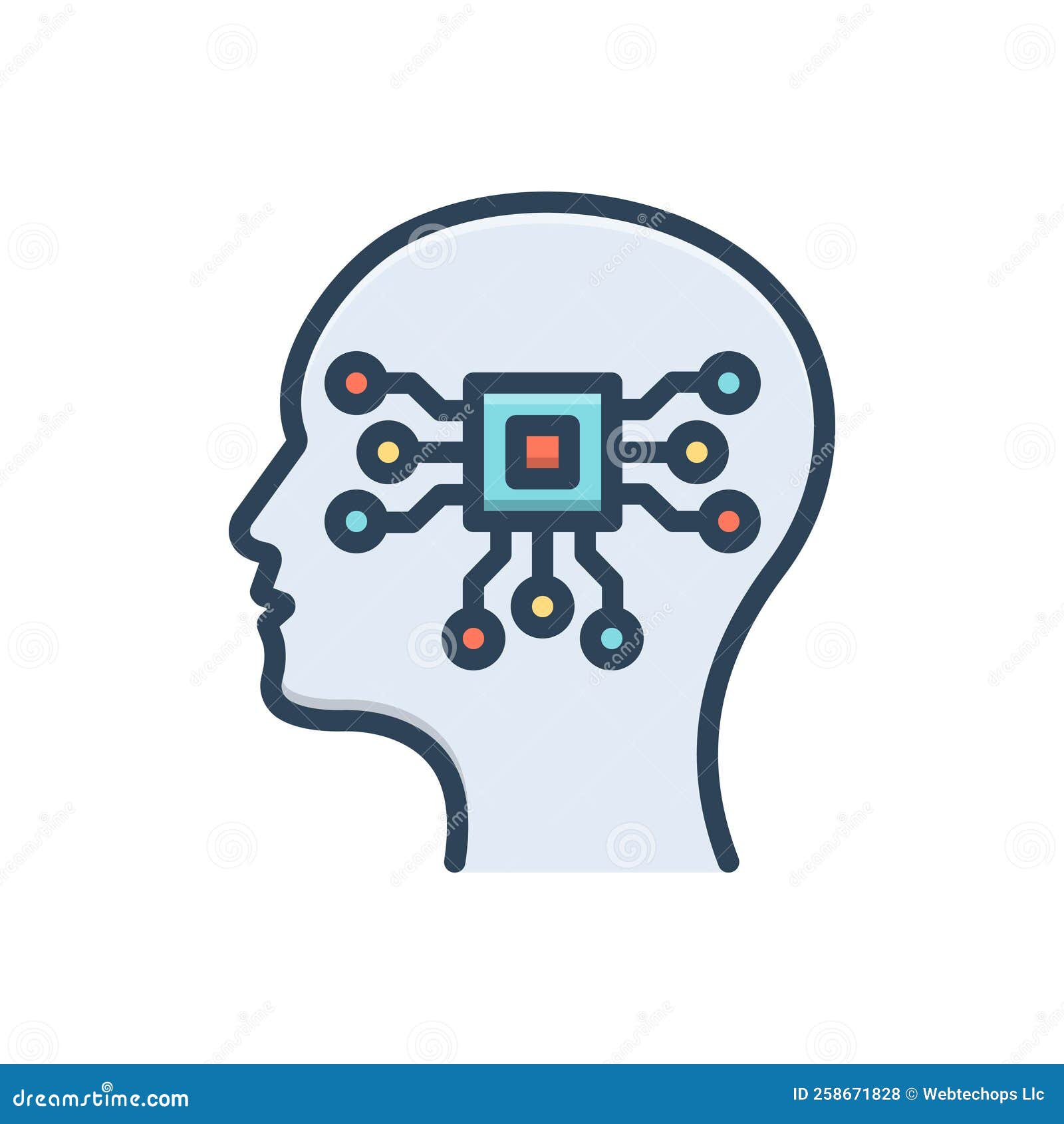 Color Illustration Icon for Intelligent, Artificial and Brain Stock ...