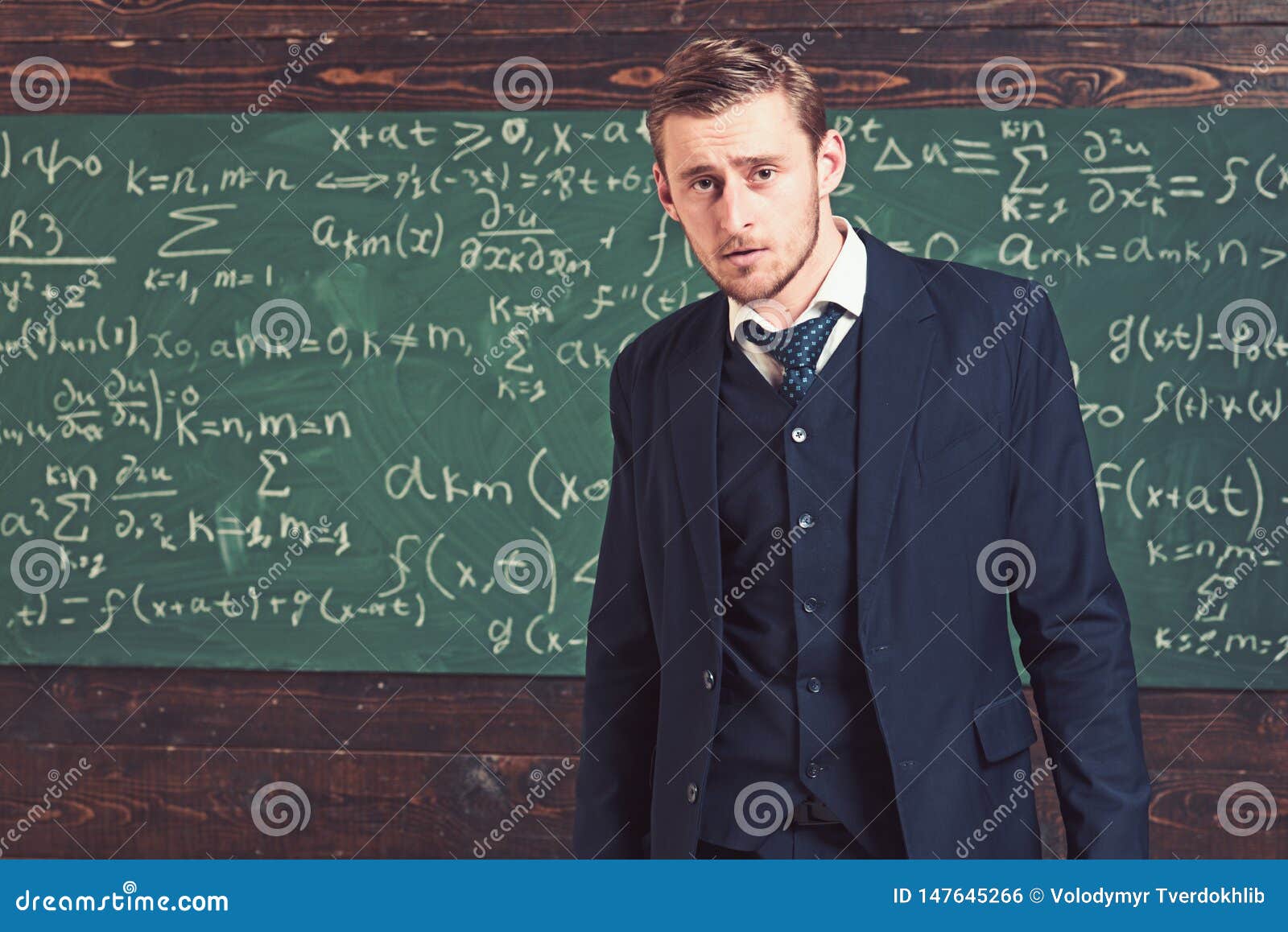 Intelligent Man in Suit Standing in Classroom. Aristocrats and Elite ...