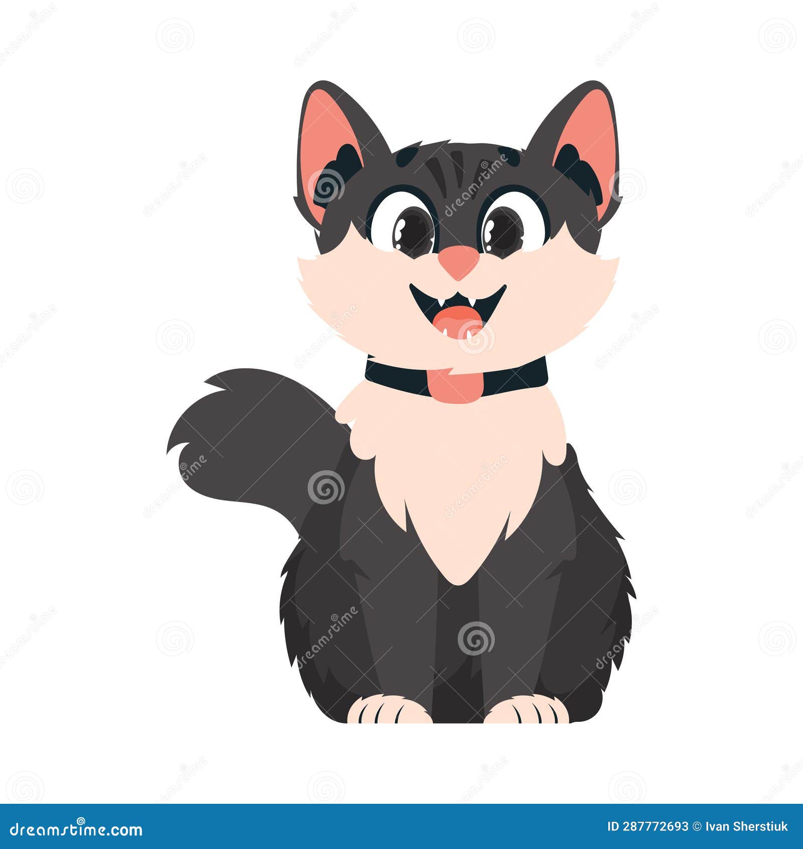 Intelligent Merry Dim Cat. Smiling Cat. Cartoon Style, Vector ...