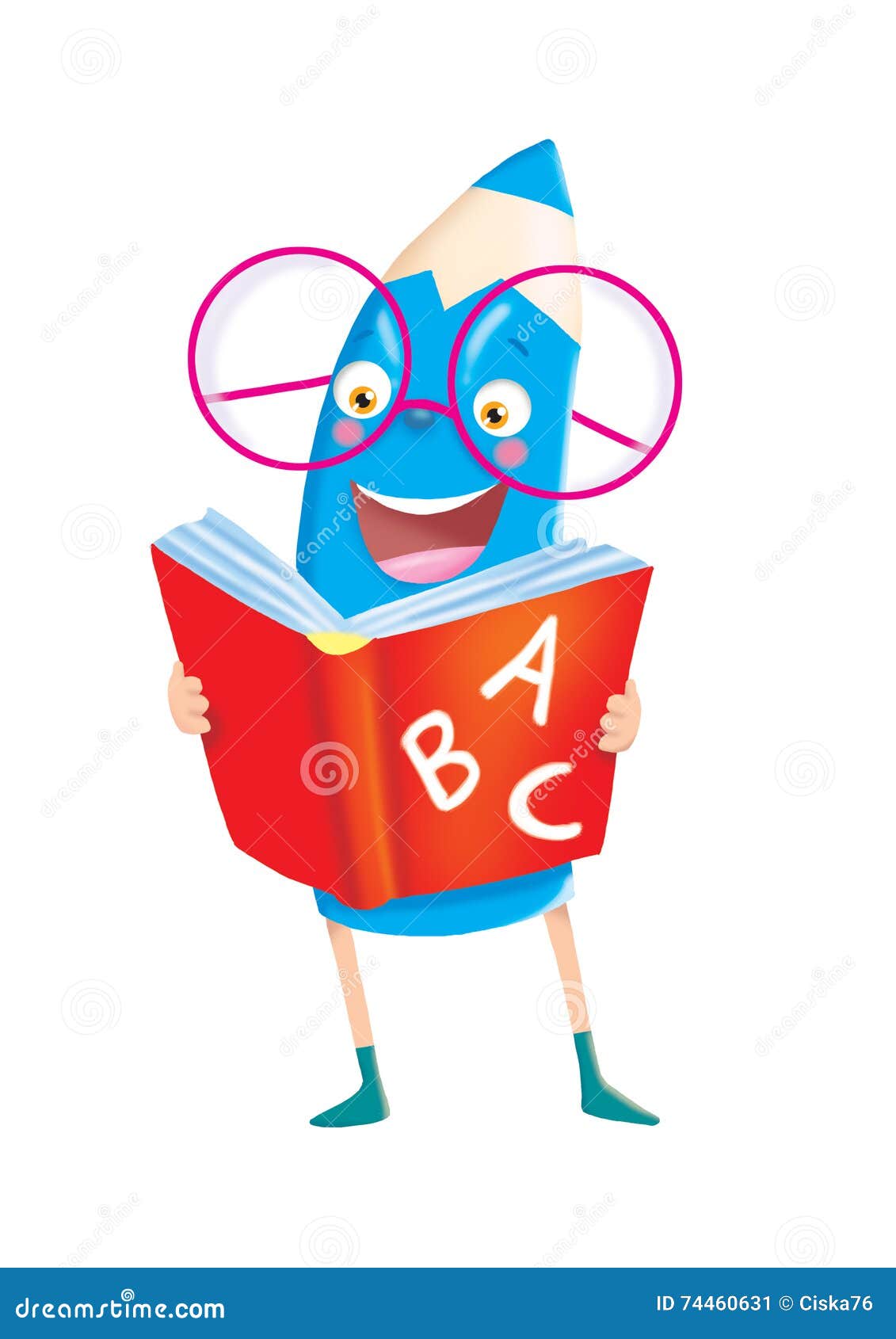 Intelligent pencil stock illustration. Illustration of happy - 74460631