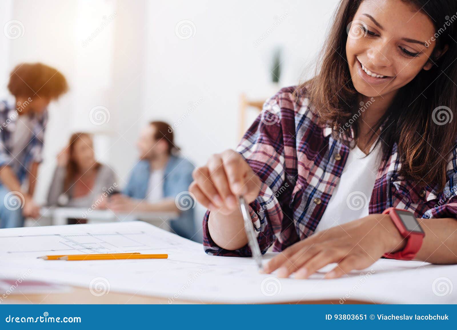 Intelligent Persistent Lady Working on Complex Plan Stock Image - Image ...