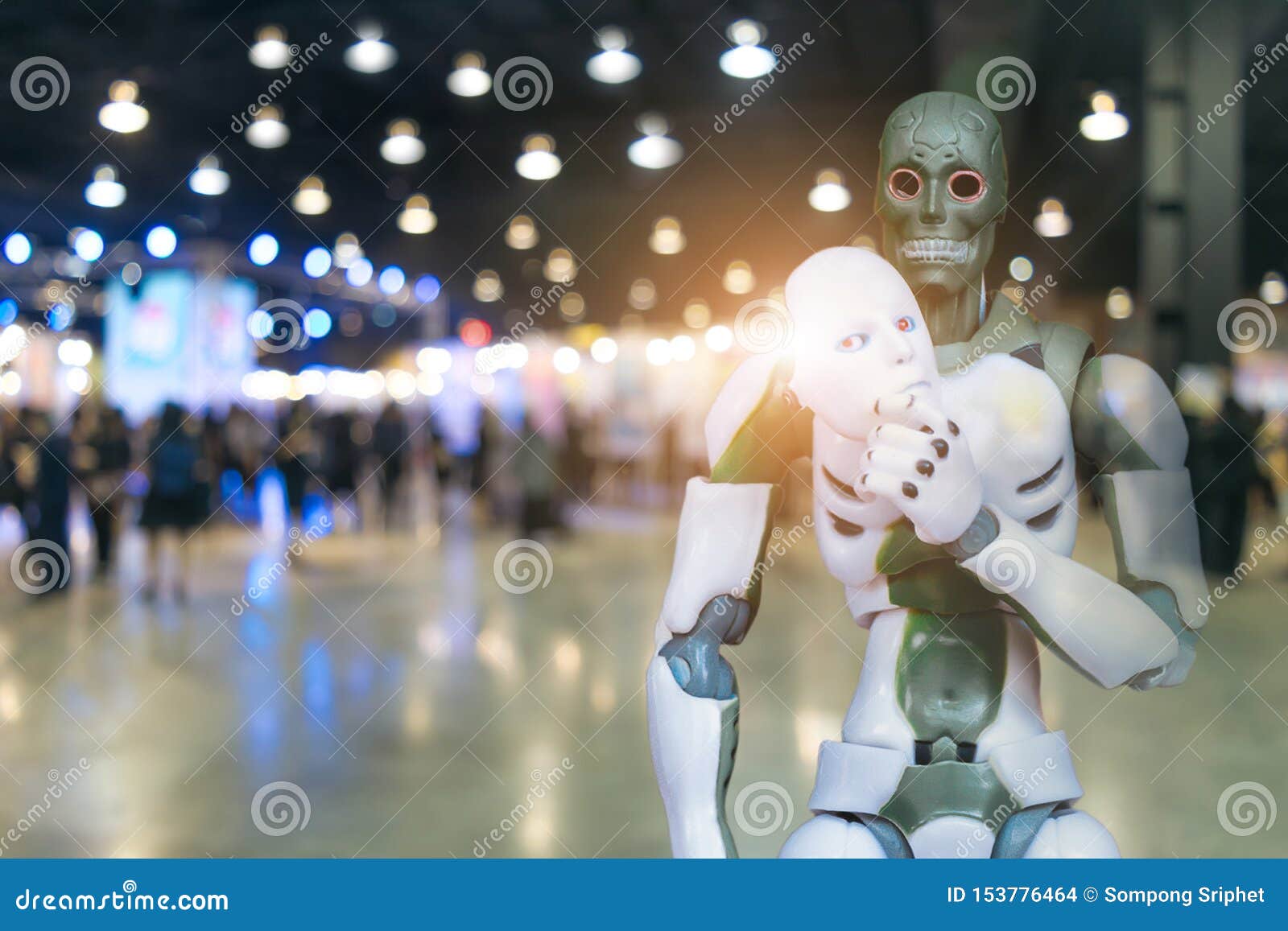 Intelligent Robot Face Technology Wear Mask Stock Photo - Image of ...