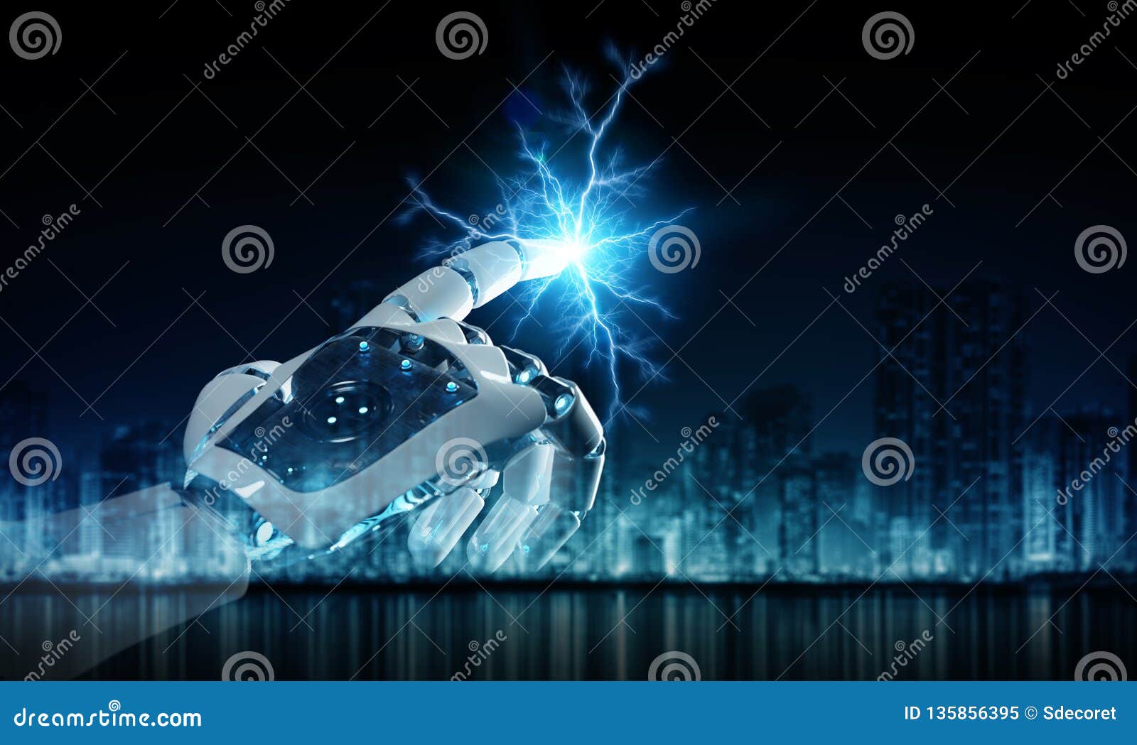 Intelligent Robot Machine Creating Electricity 3D Rendering Stock ...