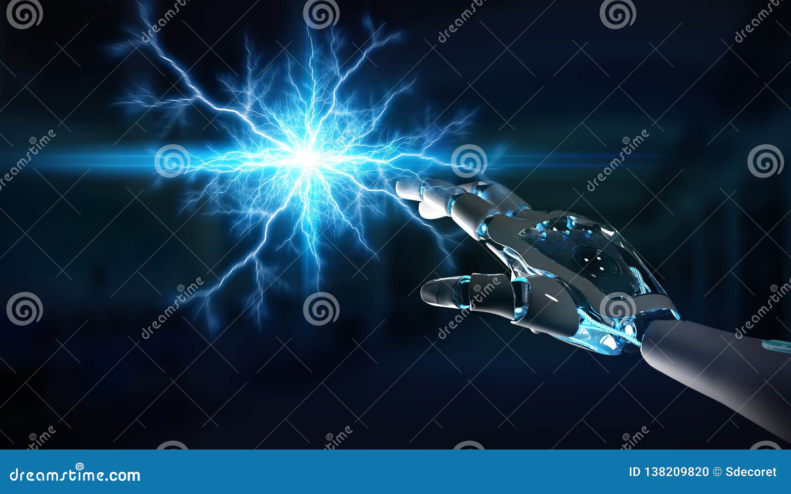 Intelligent Robot Machine Creating Electricity 3D Rendering Stock ...