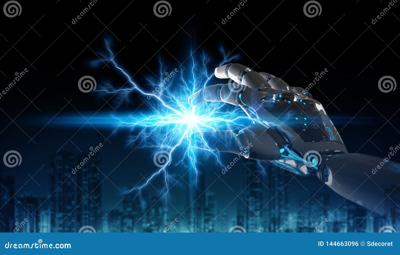 Intelligent Robot Machine Creating Electricity 3D Rendering Stock ...