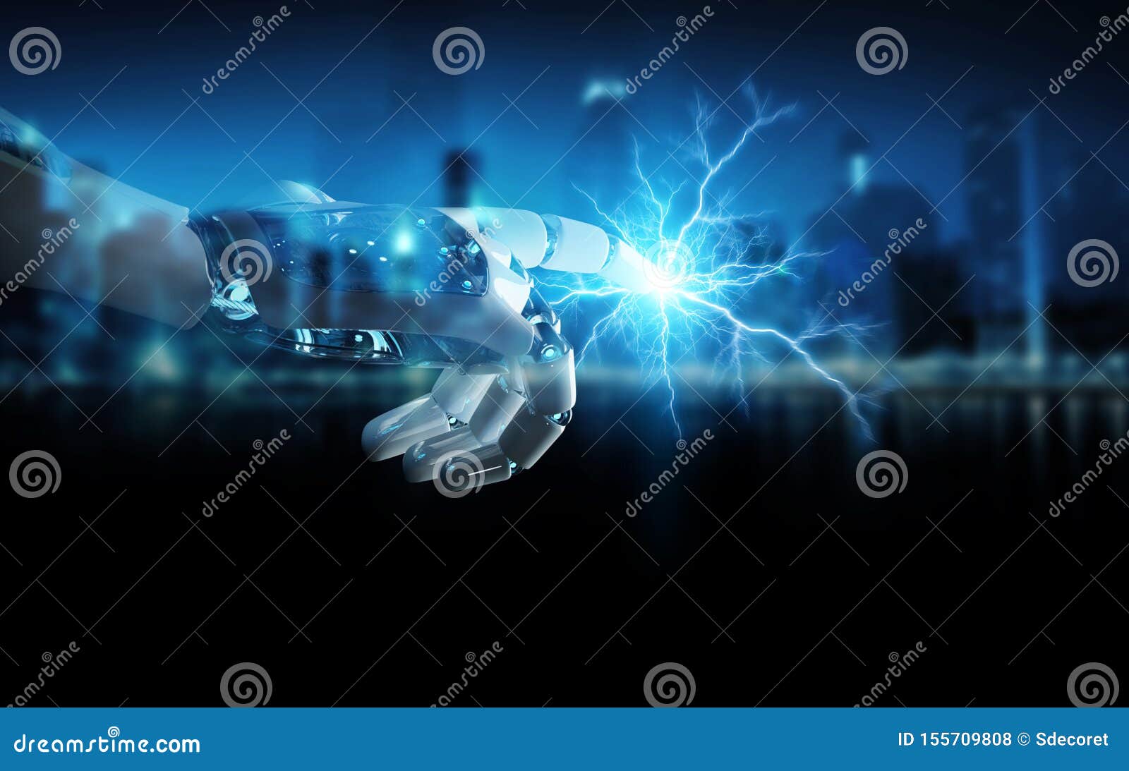 Intelligent Robot Machine Creating Electricity 3D Rendering Stock ...