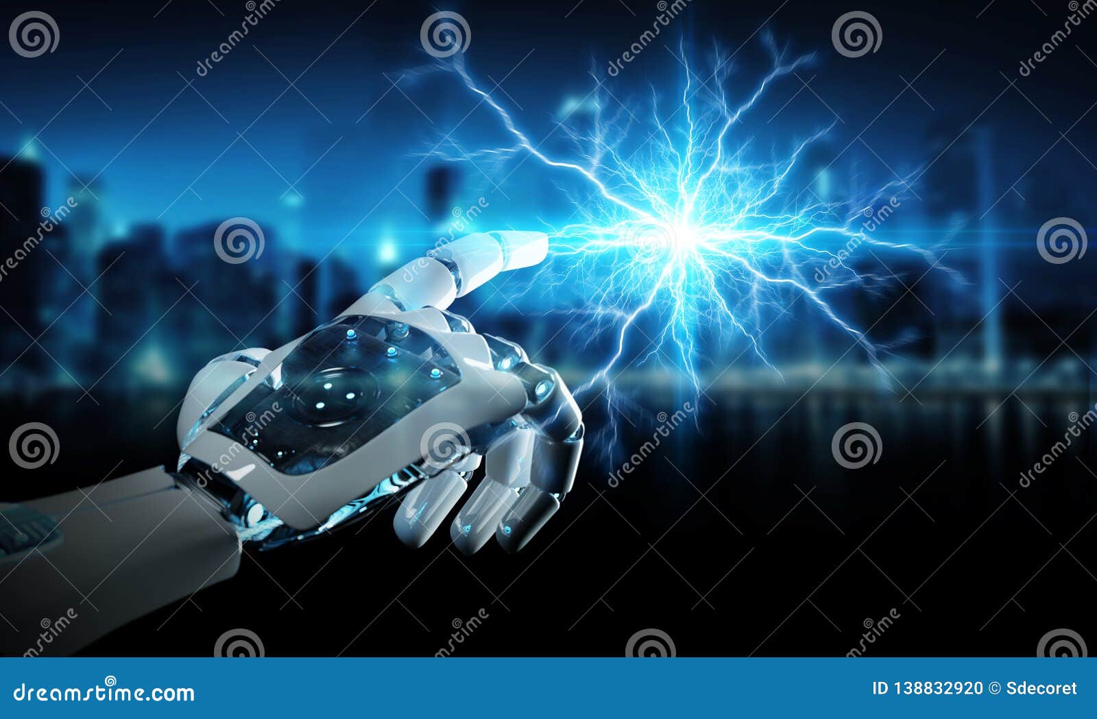 Intelligent Robot Machine Creating Electricity 3D Rendering Stock ...
