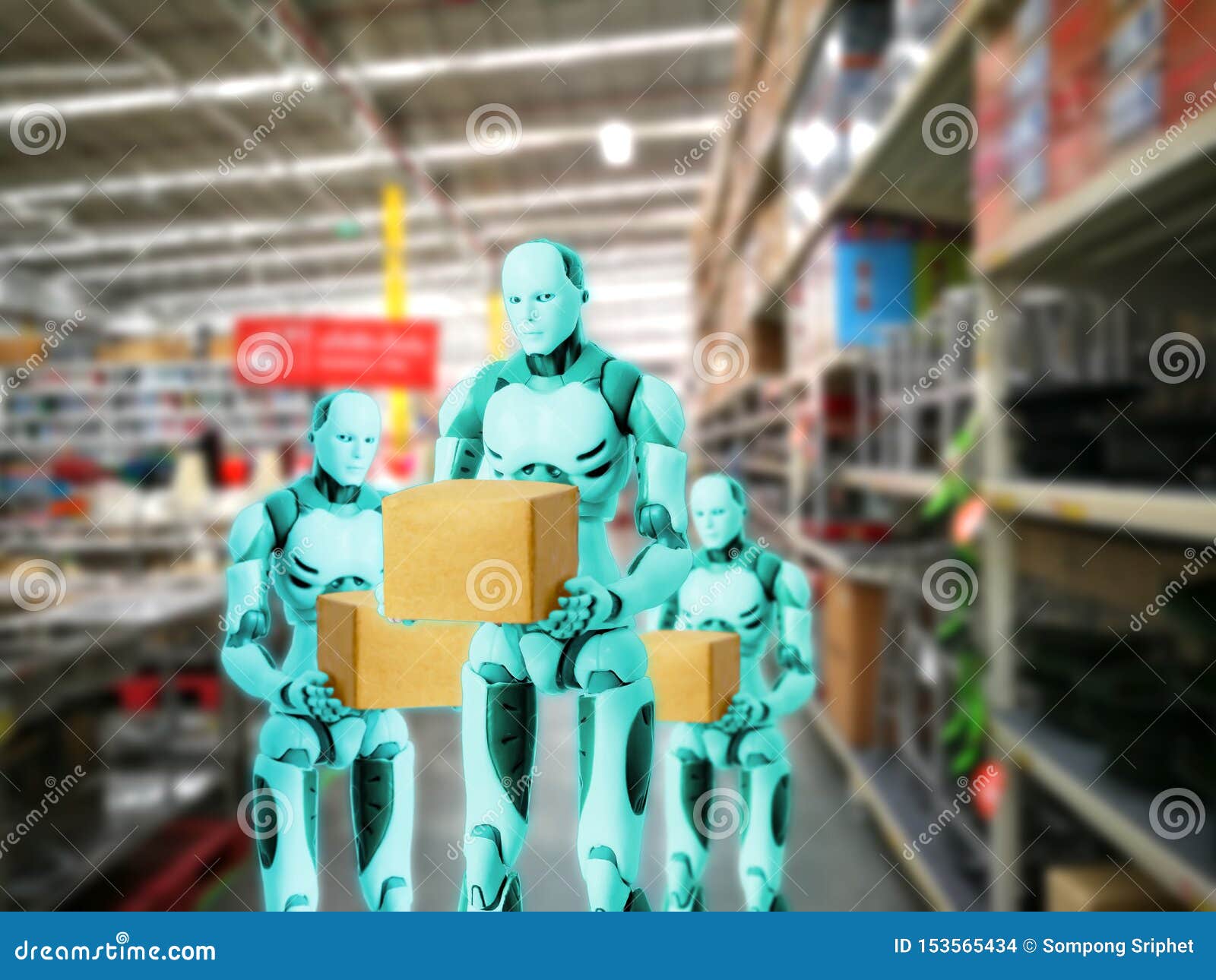 Intelligent Robot Technology Holds Box Works instead of Humans Stock ...