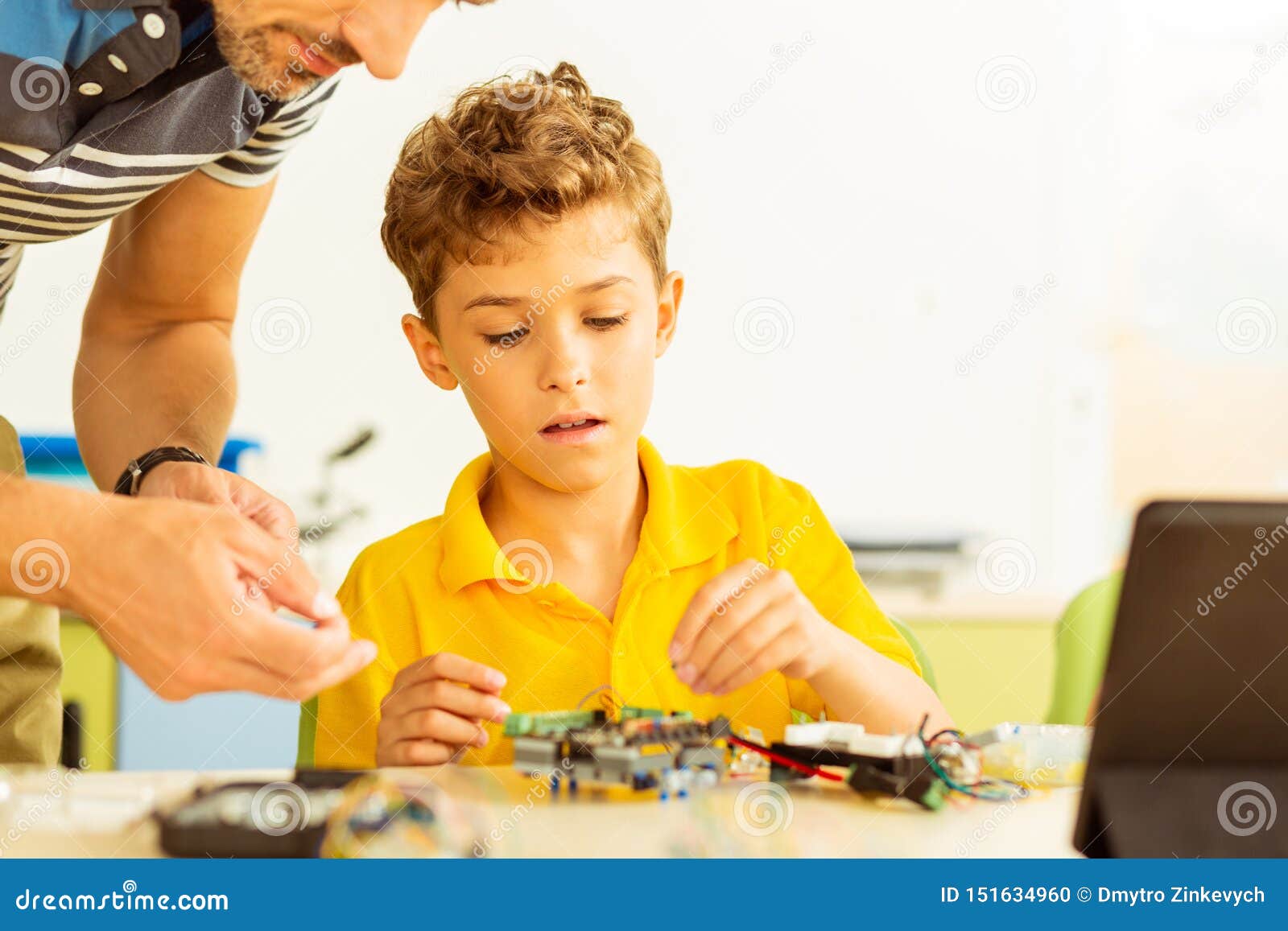 Intelligent Smart Boy Sitting in the Classroom Stock Photo - Image of ...