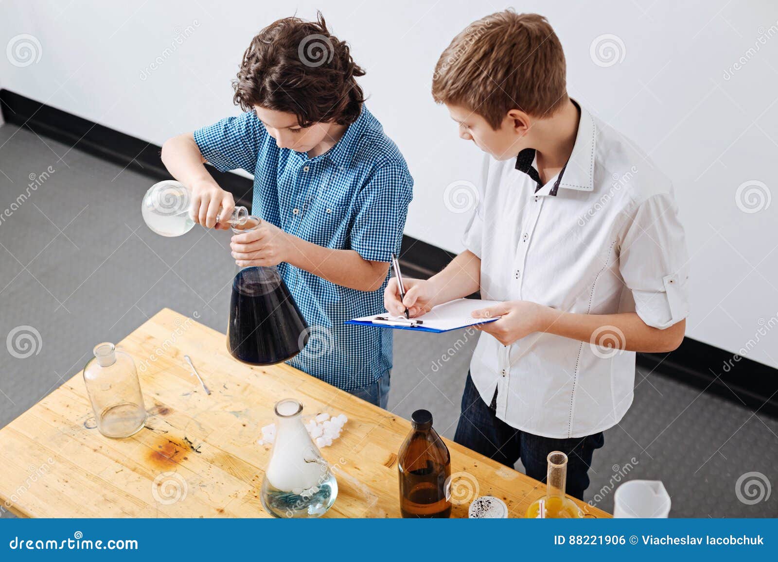 Intelligent Smart Boys Working on a Scientific Project Stock Photo ...