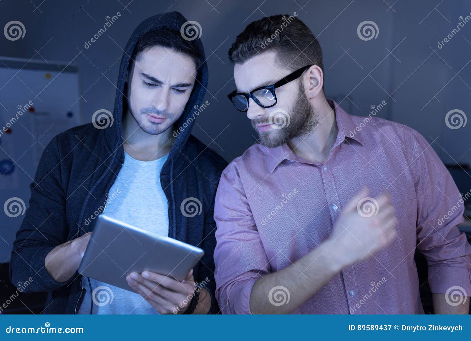 Intelligent Smart it Men Working Together Stock Image - Image of bulb ...