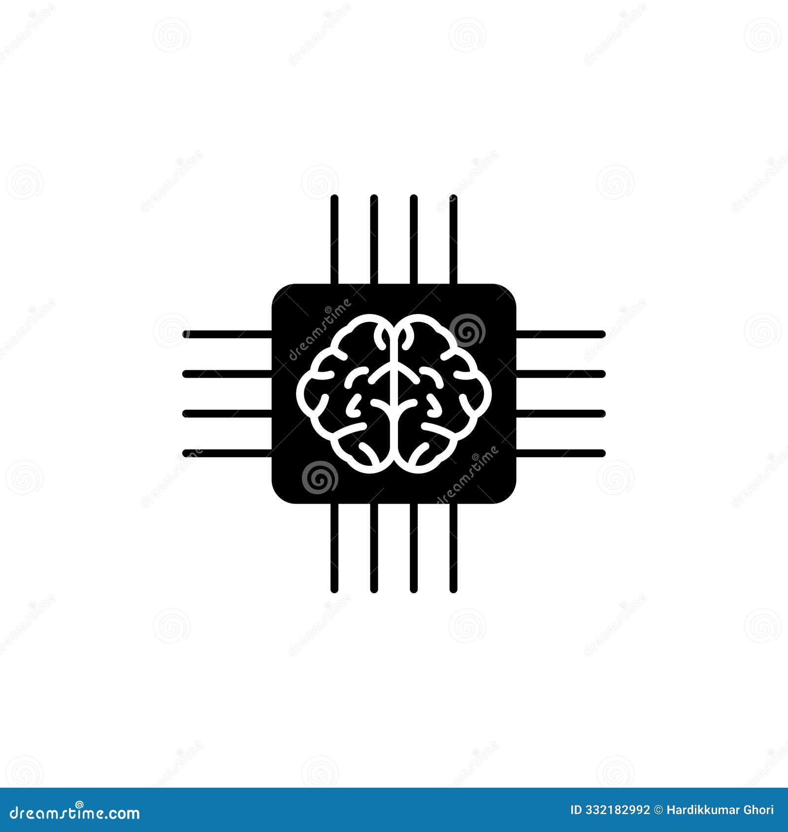 Intelligent System Icon Set.Brain Software Embedded Chip Vector Symbol ...
