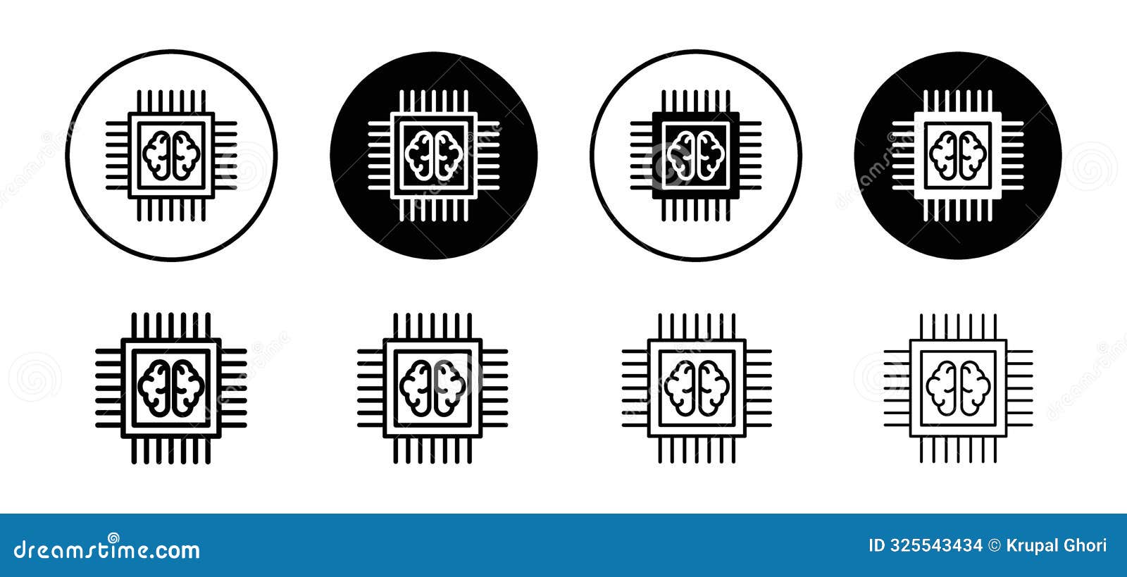 Intelligent System Micro Chip Icon. Artificial Intelligence or Ai ...
