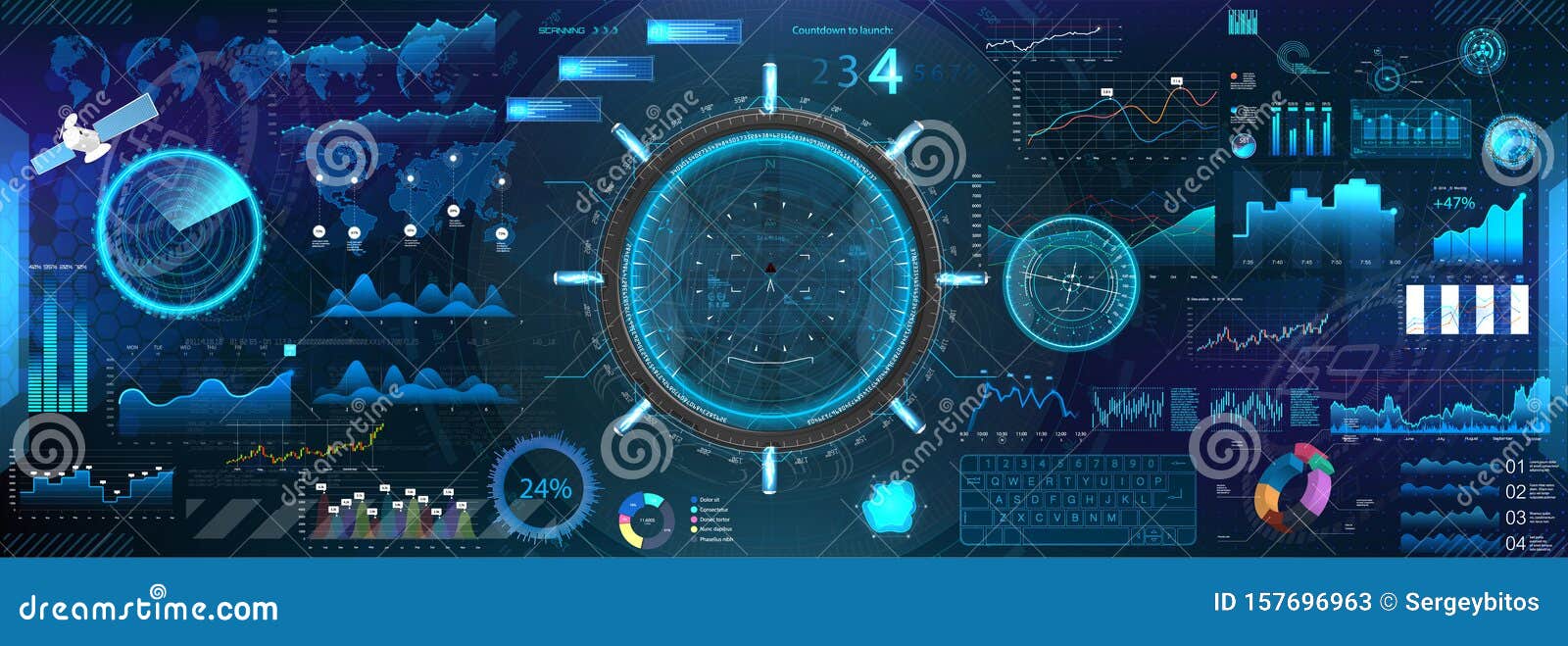 Intelligent Technology HUD, UI, UX Vector Design Elements Stock Vector ...