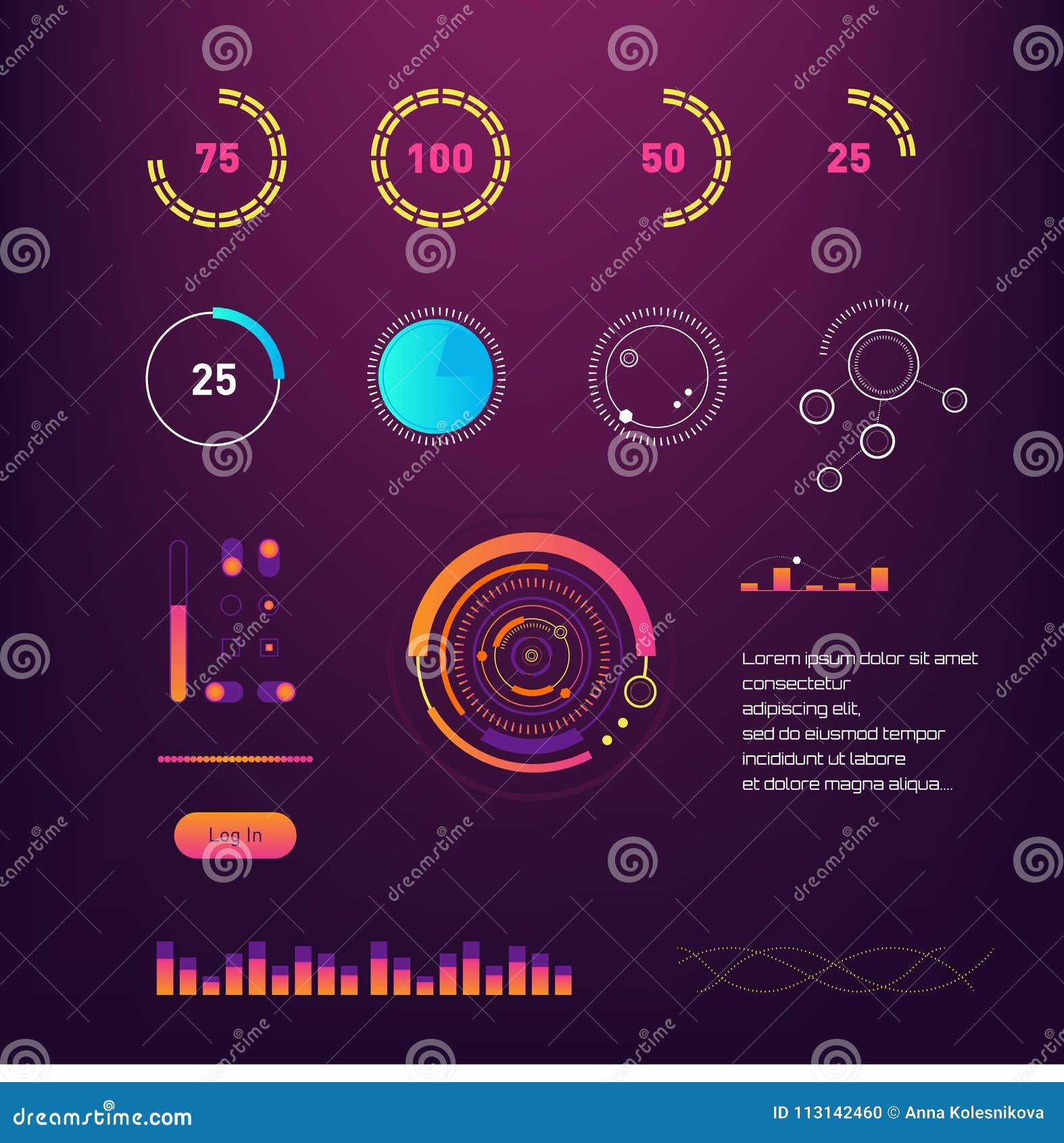Intelligent Technology Hud Vector Interface. Network Management Data ...