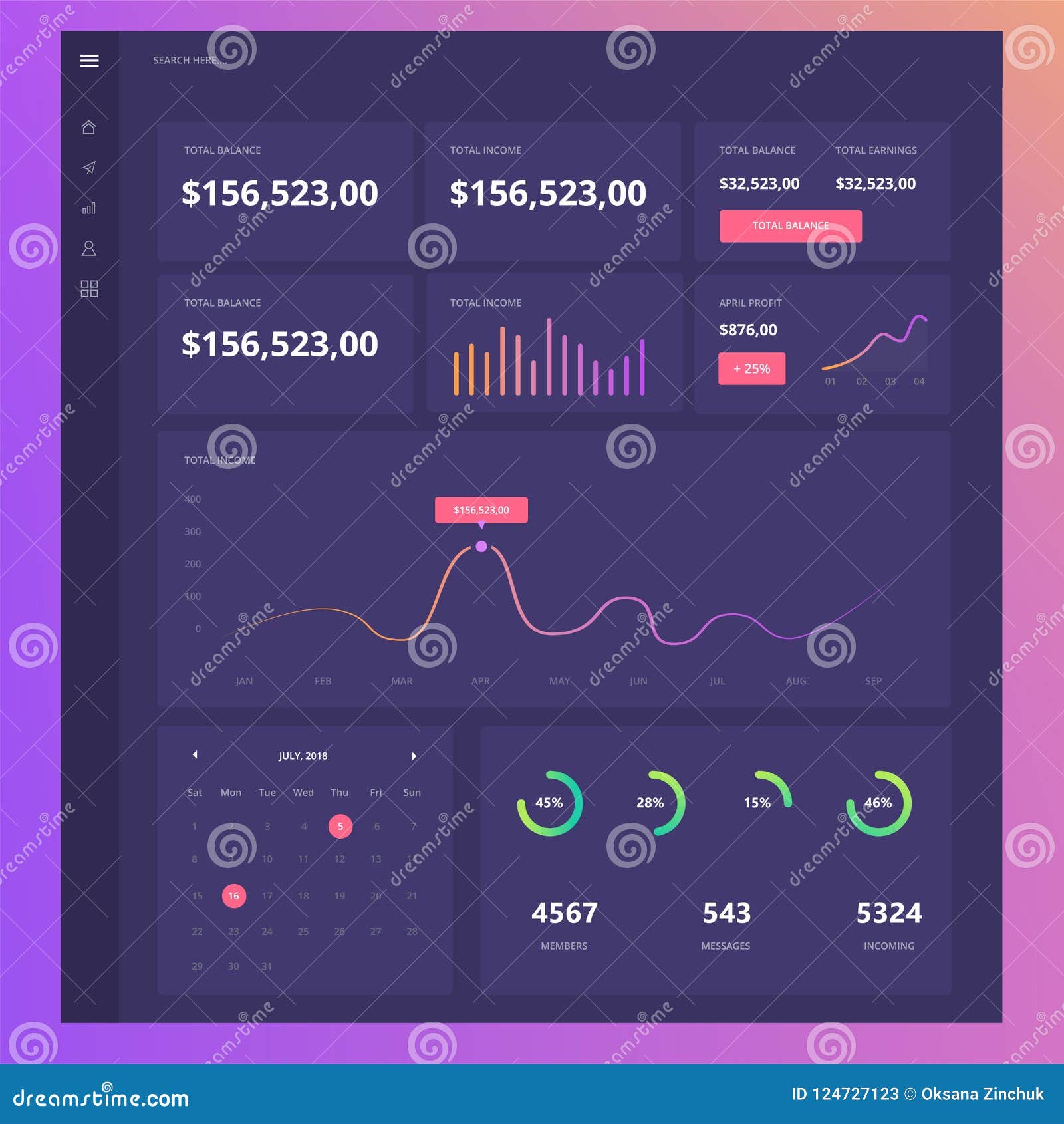 Infographic Data Application UI UX Vector Illustration. Network ...