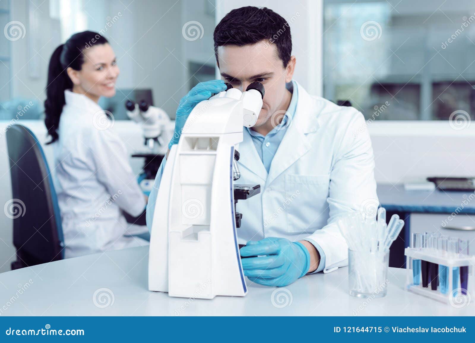 Intelligent Young Biologist Working in the Lab Stock Image - Image of ...