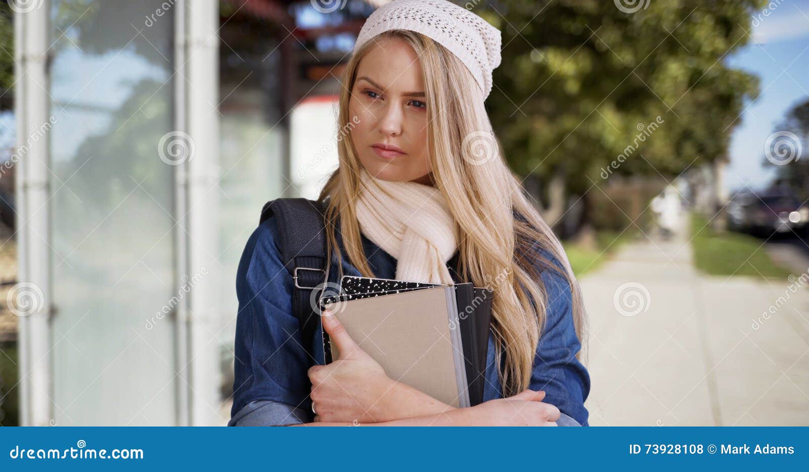 Intelligent Young Female Student Commuting To School by Bus Stock Photo ...