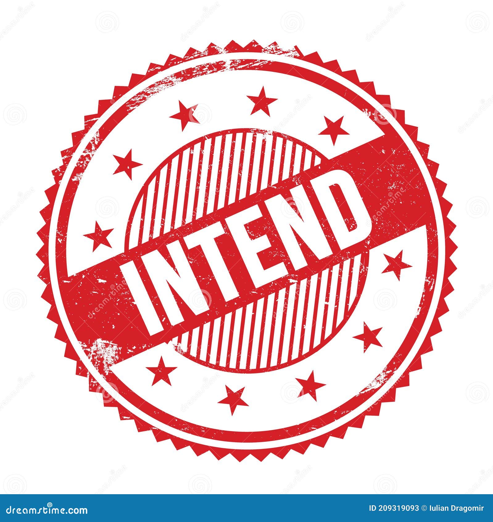 INTEND Text Written on Red Grungy Round Stamp Stock Illustration ...