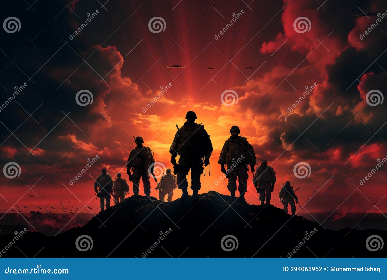 Intense Background Accentuates the Commanding Presence of Soldiers ...