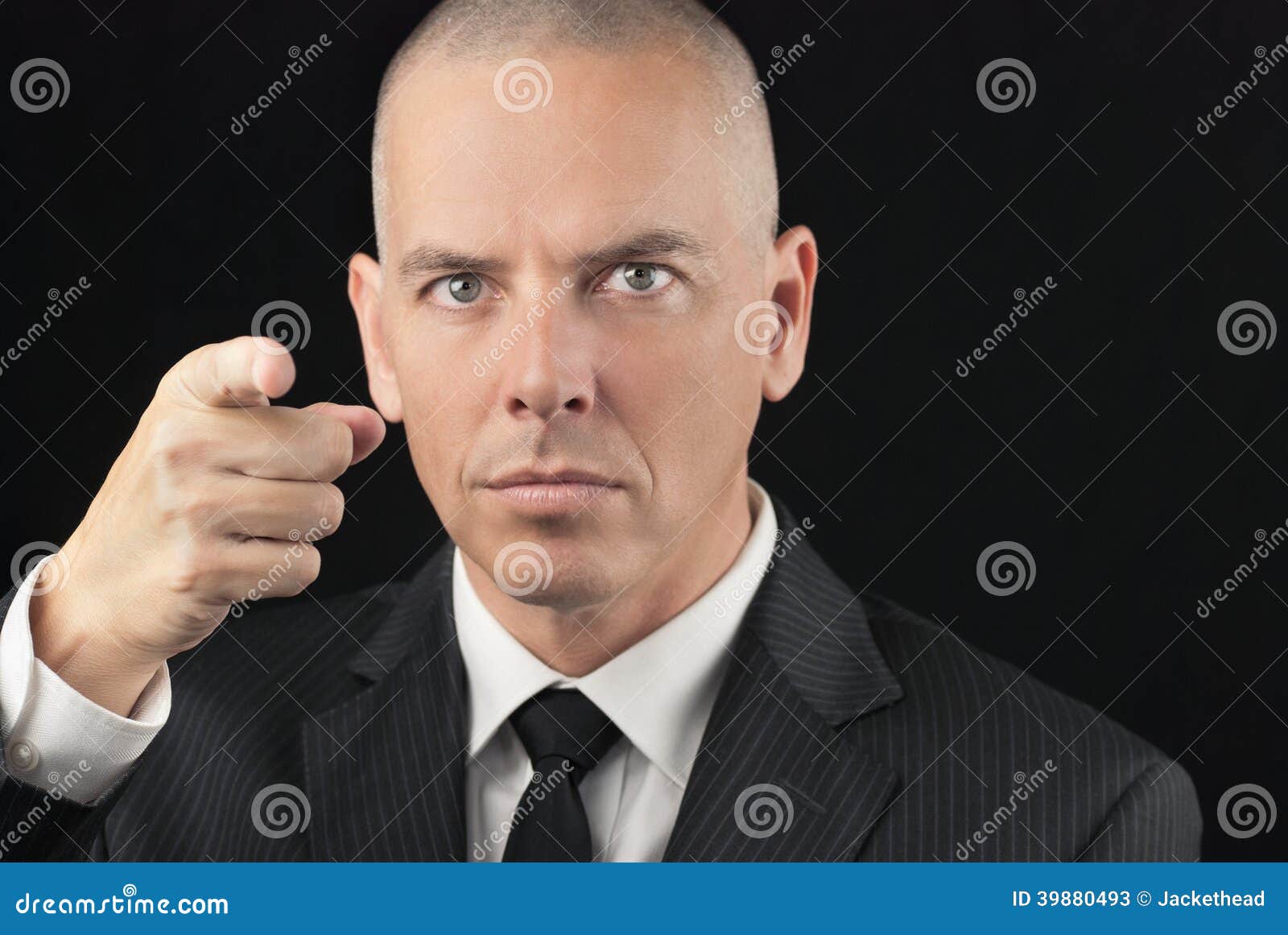 Intense Bald Man Points To Camera Stock Image - Image of expression ...