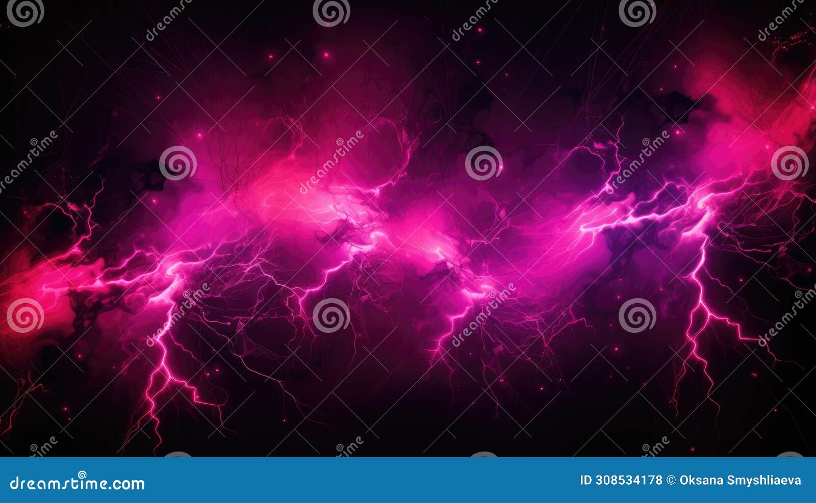 Intense Black with Pink Electrical Storm Abstract Stock Illustration ...