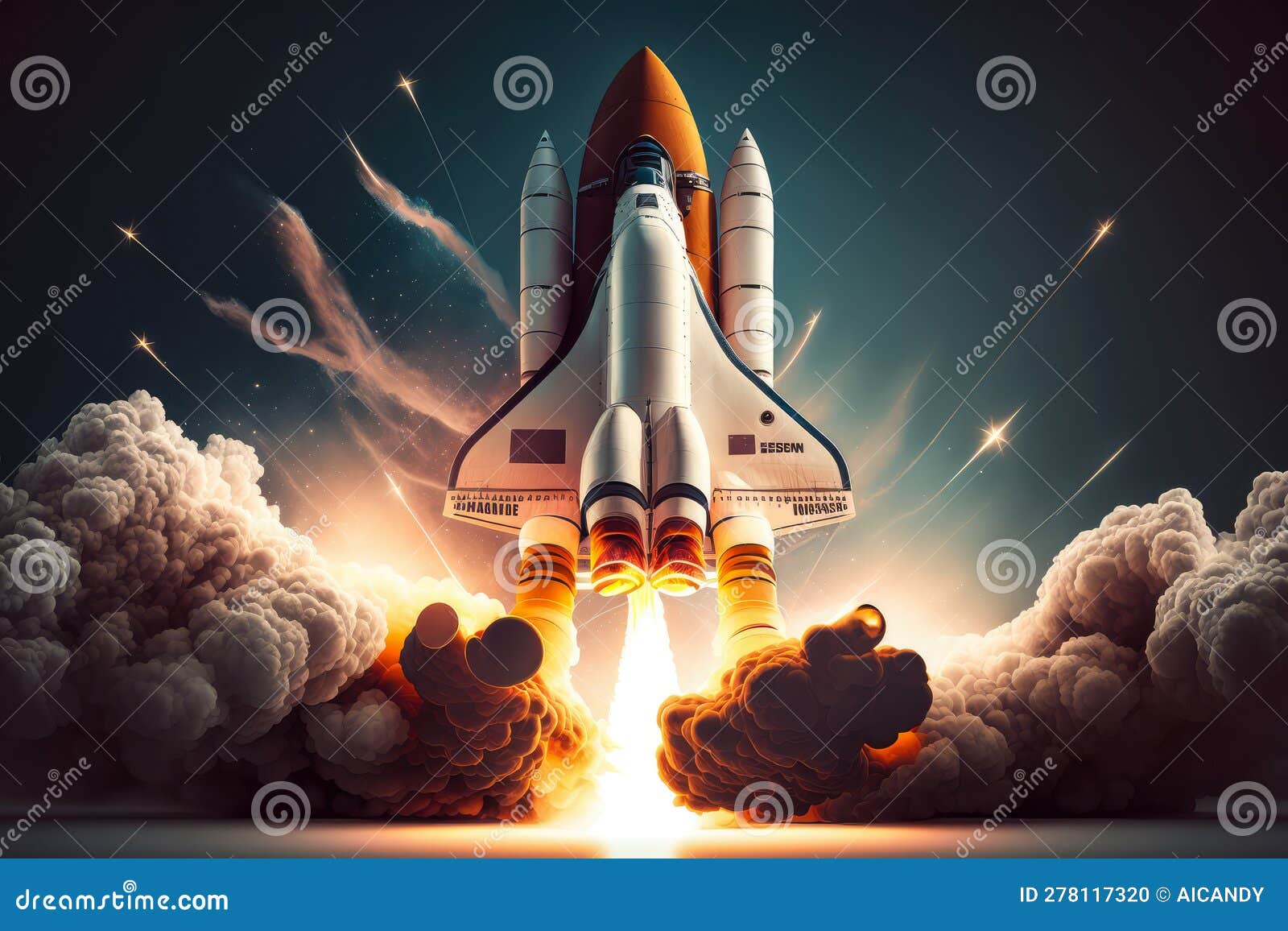 Intense Blastoff of Futuristic Space Shuttle with Modern Propulsion ...