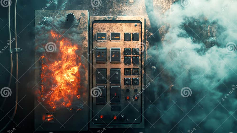 Intense Blaze within Electrical Panel Creates a Dramatic Scene of Fire ...