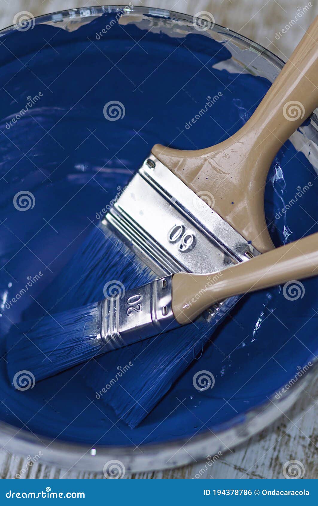 Intense blue chalk paint stock photo. Image of decorative - 194378786